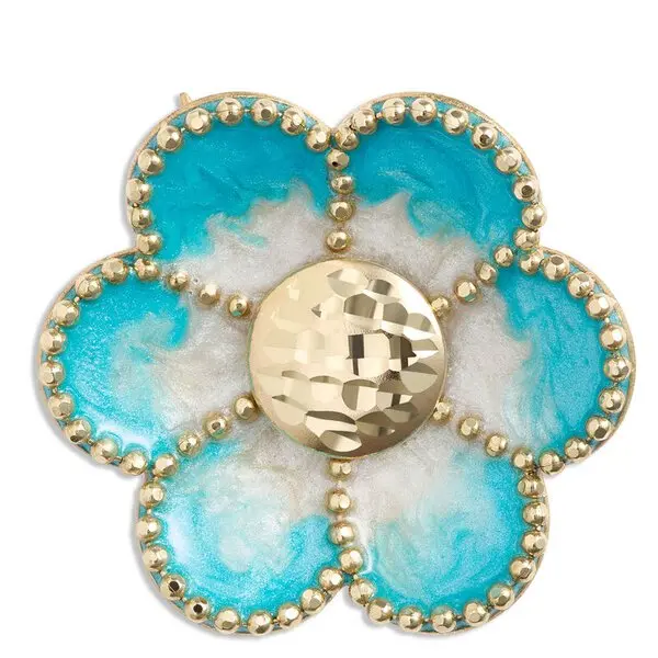 TOSCANO Enamel Floral Brooch In 14k Yellow Gold - Yg