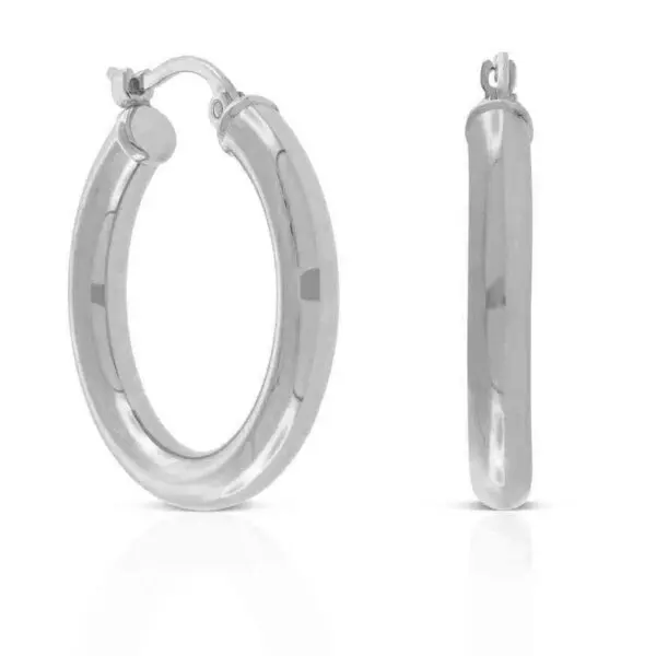 Benbridge 20mm 14k White Gold Hoop Earrings - Wg