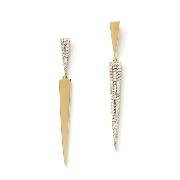 Benbridge Long Triangle Diamond Earrings - Yg
