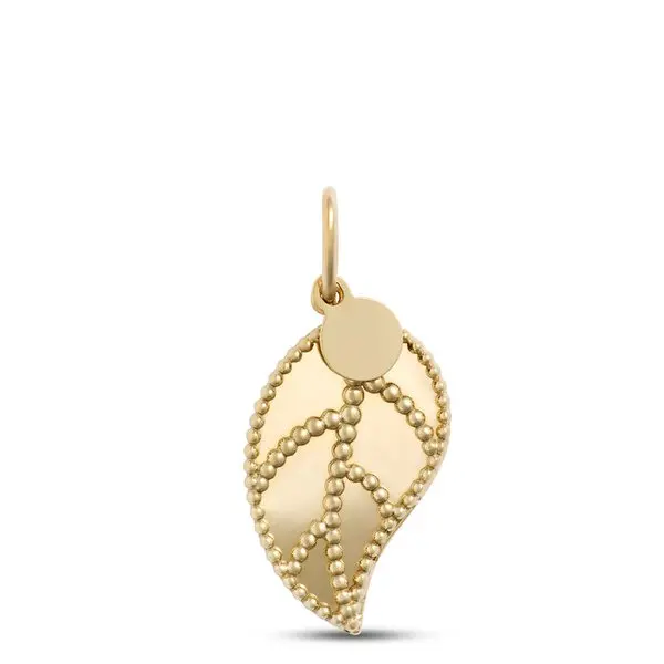 TOSCANO Shiny Leaf Charm In 14k Yellow Gold - Yg