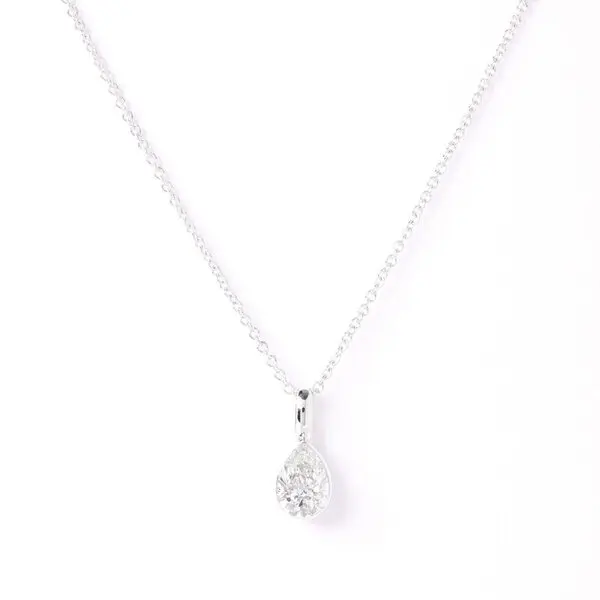 Benbridge 14k White Gold Pear Diamond Pendant Necklace - H-i