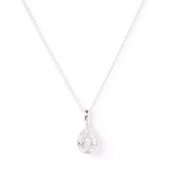 Benbridge Invisible Bezel Solitaire Pear Shaped Diamond Pendant Necklace - H-i