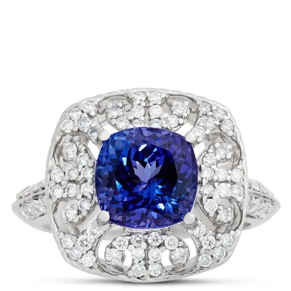 Benbridge Cushion Tanzanite And Diamond Ring - Blue
