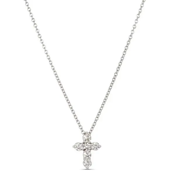 Benbridge Petite Diamond Cross Pendant In 14k White Gold - H-i
