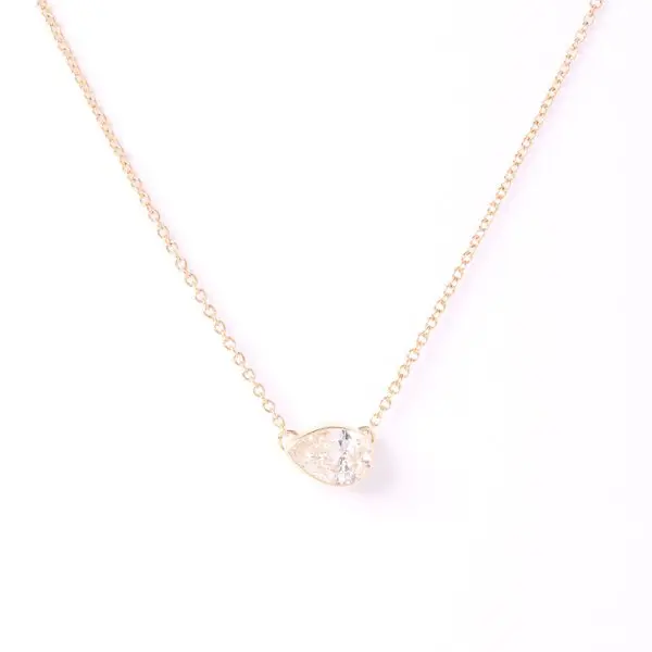 Benbridge Invisible Bezel Pear Shaped Solitaire Diamond Pendant Necklace - H-i