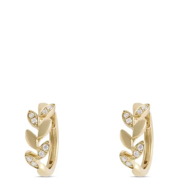 Benbridge Leaf Shaped Diamond Hoop Earrings - H-i