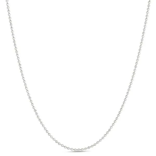 Benbridge 14k White Gold 18-inch Diamond Cut Bead Necklace - Wg