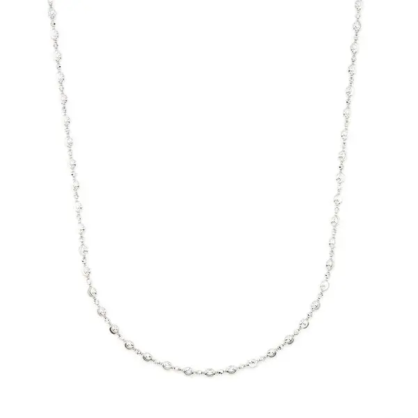 Benbridge 24-inch 14k White Gold Mooncut Oval Bead Necklace - Wg