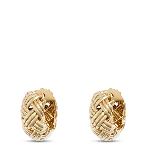 TOSCANO 14k Yellow Gold Basket Weave Hoop Earrings - Yg