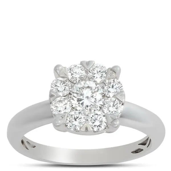 Benbridge Round Diamond Cluster Engagement Ring - H-i