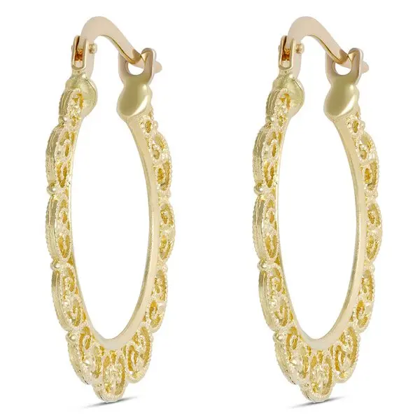 Benbridge 14k Yellow Gold Filigree Hoop Earrings - Yg