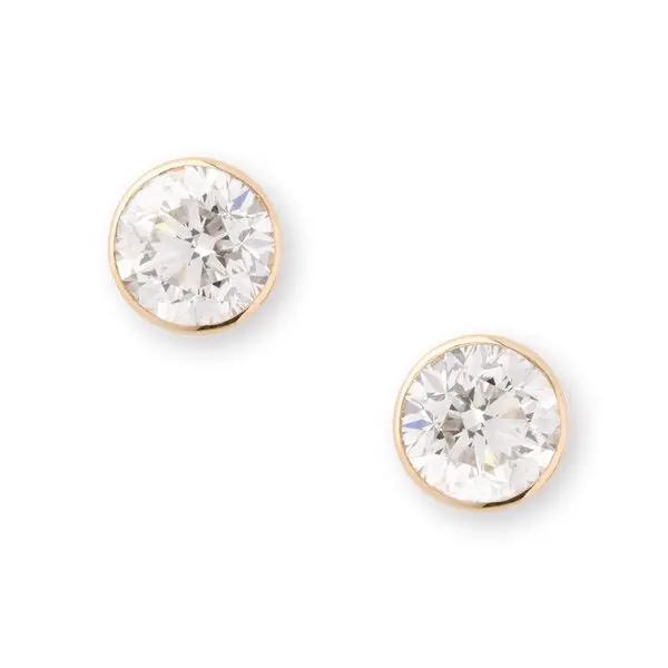 Benbridge Invisible Bezel Round Diamond Solitaire Stud Earrings - H-i
