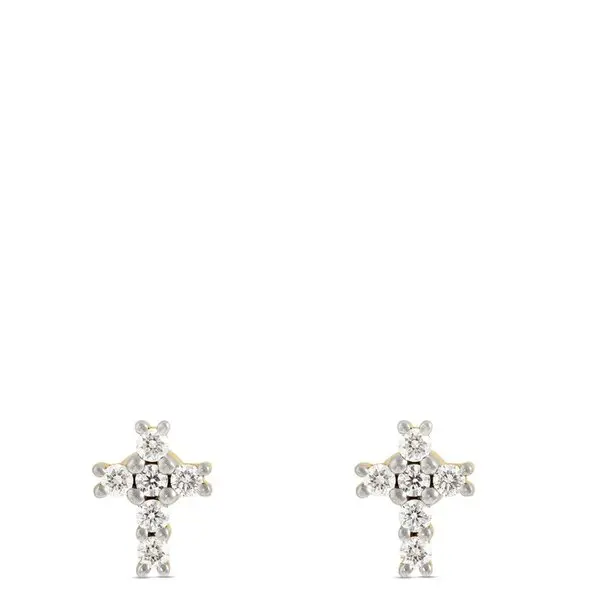 Benbridge Diamond Cross Stud Earrings - H-i