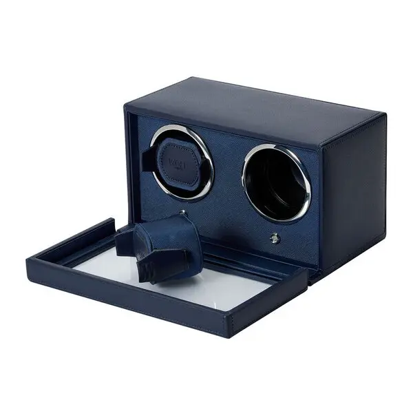 Wolf Cub Double Watch Winder With Cover - Leather