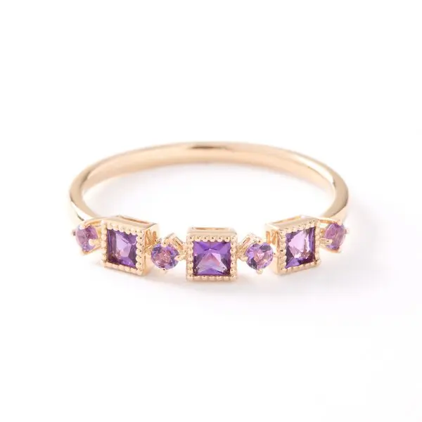 Benbridge Square And Round Amethyst Ring - Yg
