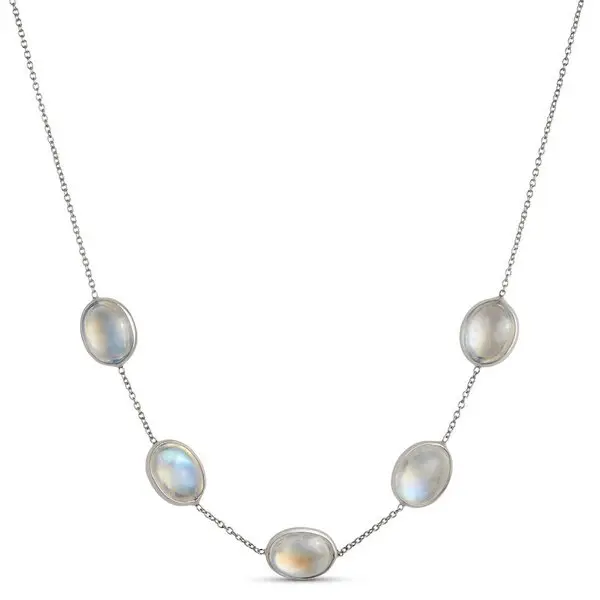 Benbridge Oval Rainbow Moonstone Necklace - White