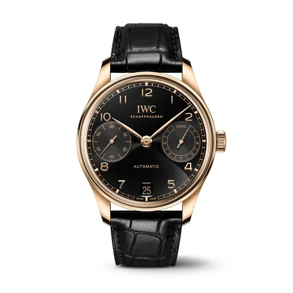IWC SCHAFFHAUSEN Portugieser Automatic 42 Black Dial Watch - Yg