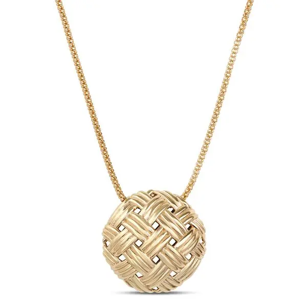 TOSCANO Round Basket Weave Pendant Necklace - Yg