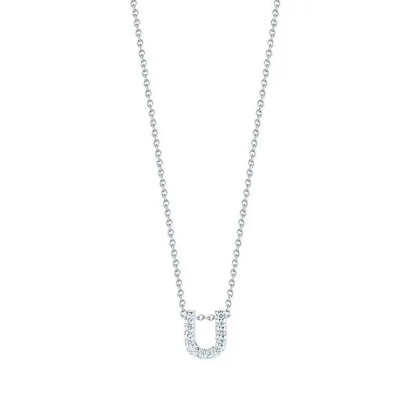 Roberto Coin 18k White Gold Diamond Love Letter U Necklace - Wg
