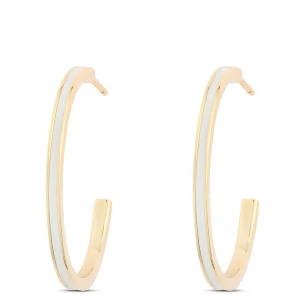 TOSCANO White Enamel Hoop Earrings - Yg