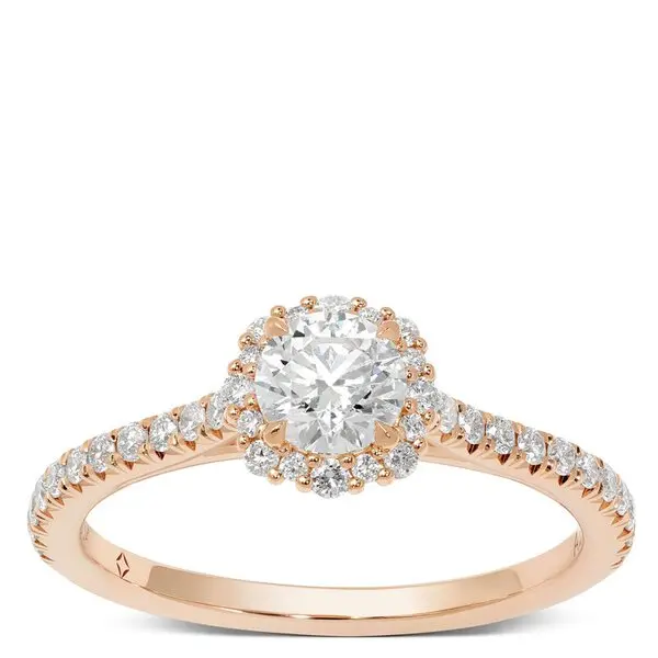 DE BEERS FOREVERMARK Round Halo Diamond Ring In 18k Yellow Gold - Rg