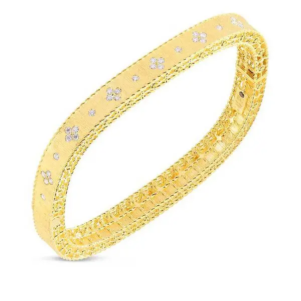 Roberto Coin 18k Gold Princess Diamond Fleur De Lis Bangle - Yg