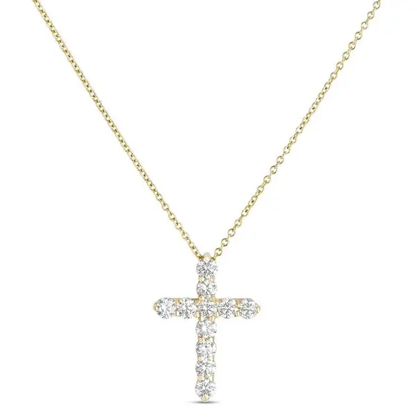 Benbridge Diamond Cross Pendant In 14k Yellow Gold - H-j