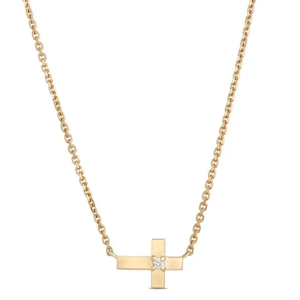 Benbridge Baby Cross Pendant With Diamond Center - H-j