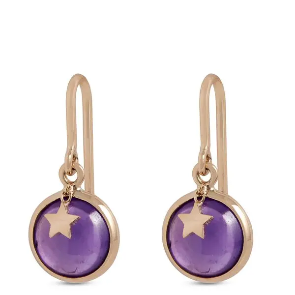 Benbridge Round Amethyst Drop Earrings - Purple