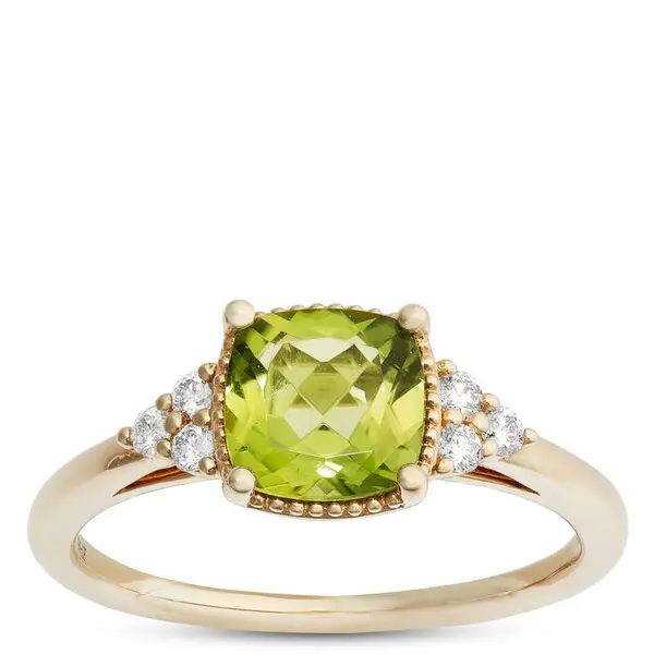 Benbridge Cushion Cut Peridot And Diamond Ring - Green