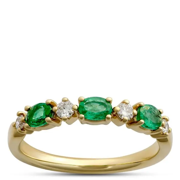 Benbridge Oval Emerald And Round Diamond Ring - Green