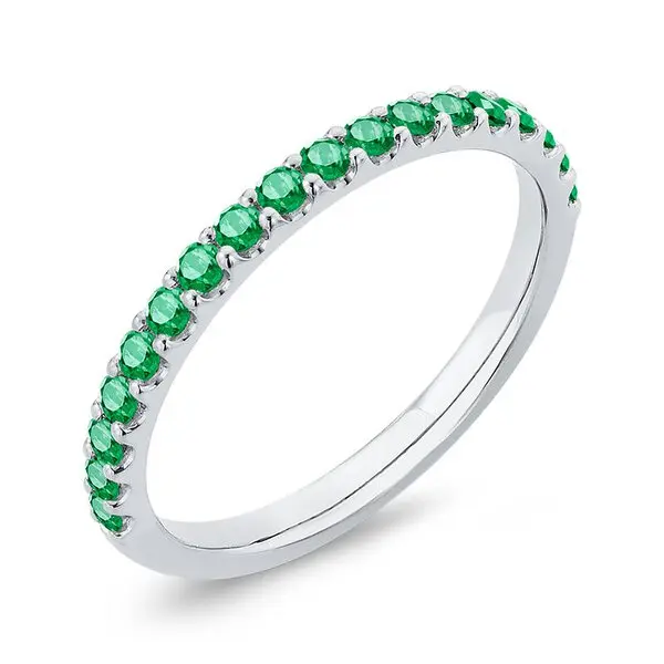 BELLA PONTE Emerald And White Gold Band Ring - Green