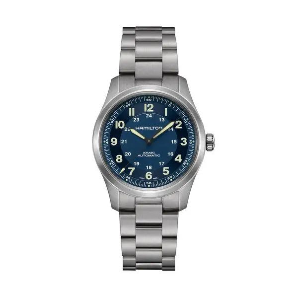 Hamilton Khaki Field Auto Blue Dial Watch 38mm - Titanium