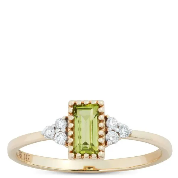 Benbridge Emerald Cut Peridot And Diamond Ring - Green