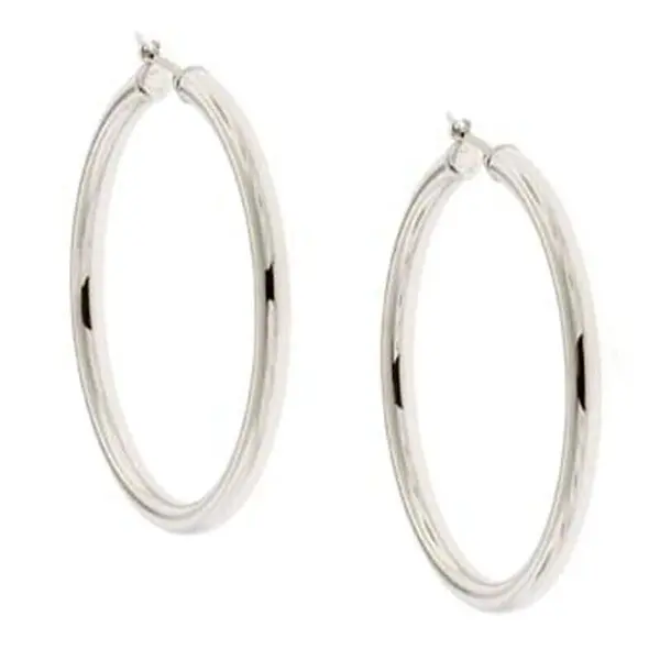 Benbridge 40mm 14k White Gold Hoop Earrings - Wg