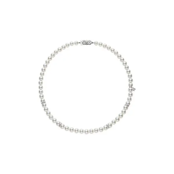 Mikimoto Akoya Pearl And Diamond Necklace - White
