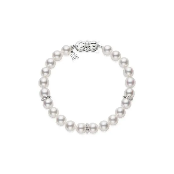 Mikimoto Akoya Cultured Pearl And Diamond Bracelet - Wg