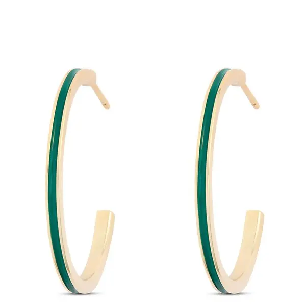 TOSCANO Green Enamel Hoop Earrings, 14k Yellow Gold - Yg