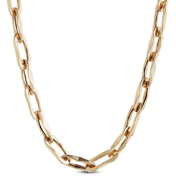 TOSCANO 14k Yellow Gold Oval Flat Link Chain Necklace - Yg