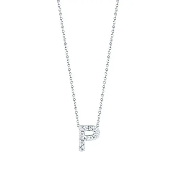 Roberto Coin 18k White Gold Diamond "p" Pendant Necklace - Wg