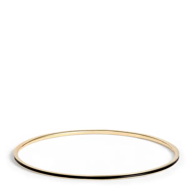 TOSCANO Black Enamel 14k Yellow Gold Slip On Bangle - Yg