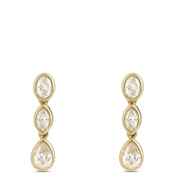 Benbridge Bezel Set Diamond Drop Earrings - Yg