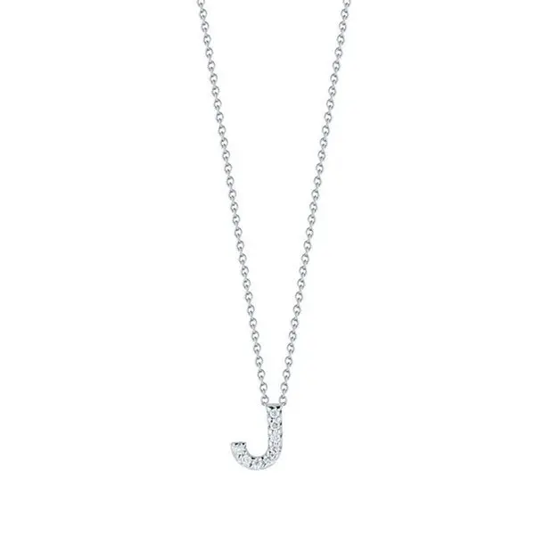 Roberto Coin 18k White Gold Diamond "j" Necklace - Wg