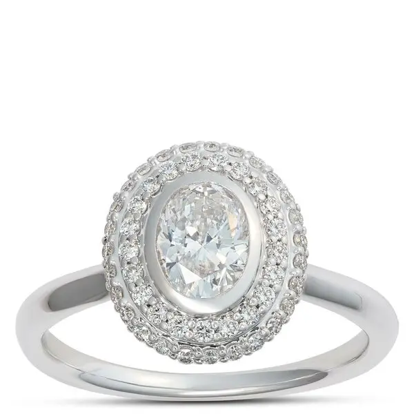 Benbridge Oval Diamond Double Halo Engagement Ring - Wg