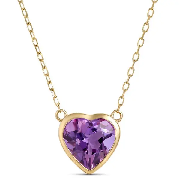 Benbridge Heart Shaped Amethyst Pendant Necklace In 14k Yellow Gold - Purple
