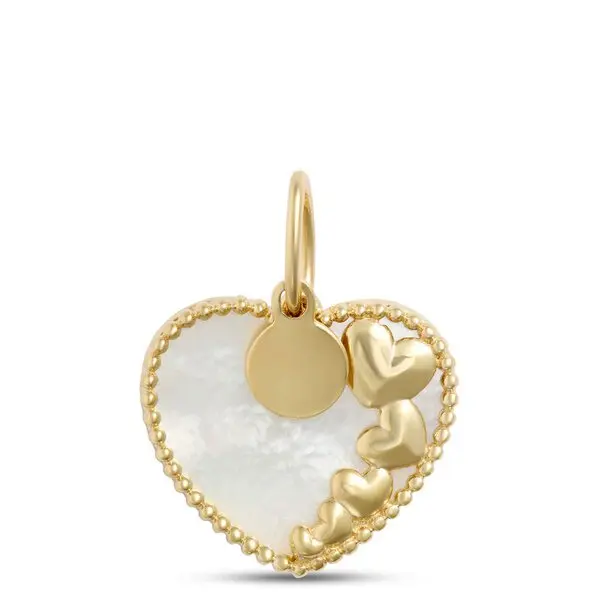 TOSCANO 14k Yellow Gold Mother-of-pearl Heart Charm - White