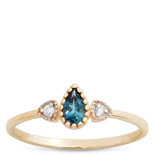 Benbridge Pear Shaped Topaz And Diamond Ring - Blue