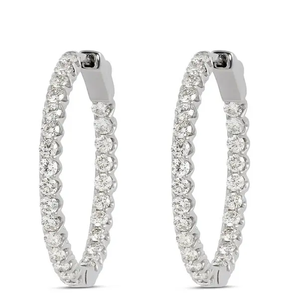 Benbridge 27mm Inside Out Diamond Hoop Earrings - Colorless