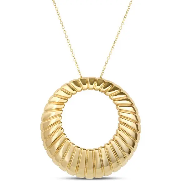 TOSCANO Fluted Circle Pendant Necklace - Yg