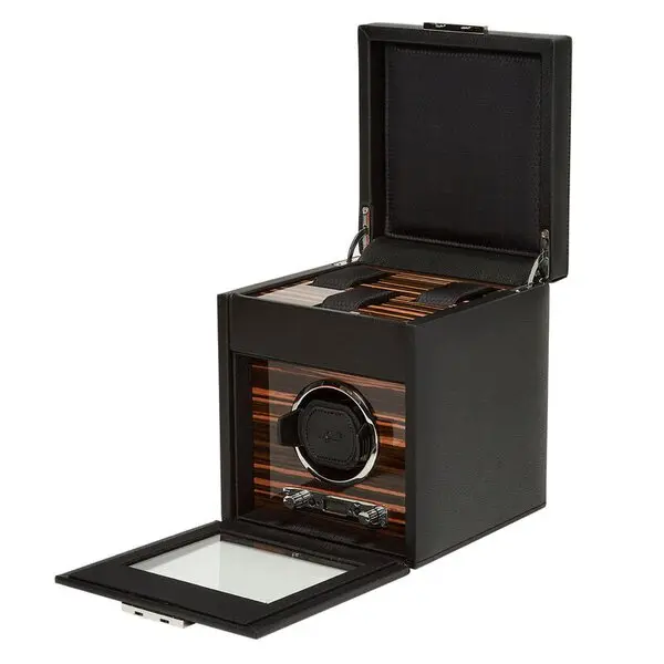 Wolf Roadster Single Watch Winder With Storage - Leather